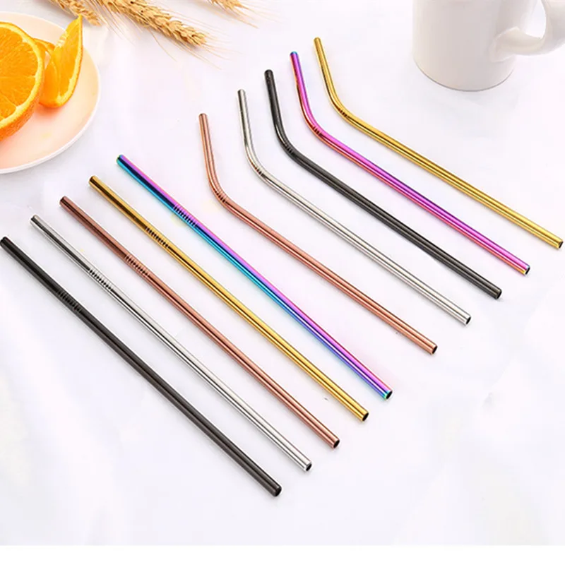 100 Uds. Pajilla de metal reutilizable al por mayor pajilla doblada ...