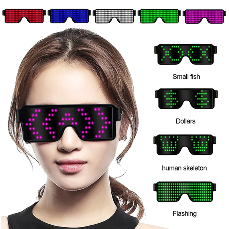 LED Glasses Party Luminous Glasses USB Charge Neon Glass Glowing ...