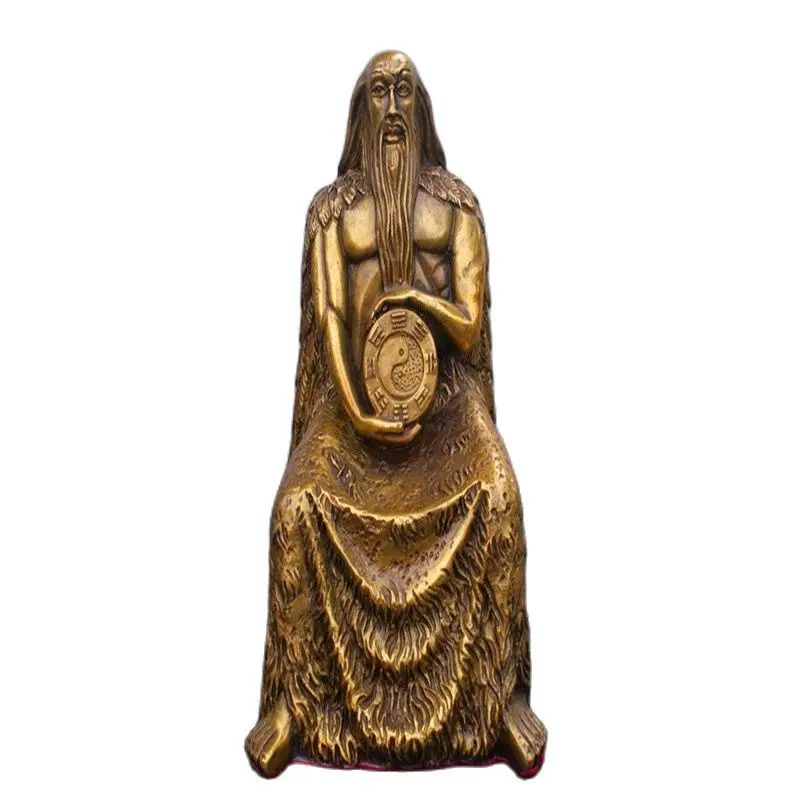 China Brass Qian Kun God Statue Fengshui Worship Deity Statue ...