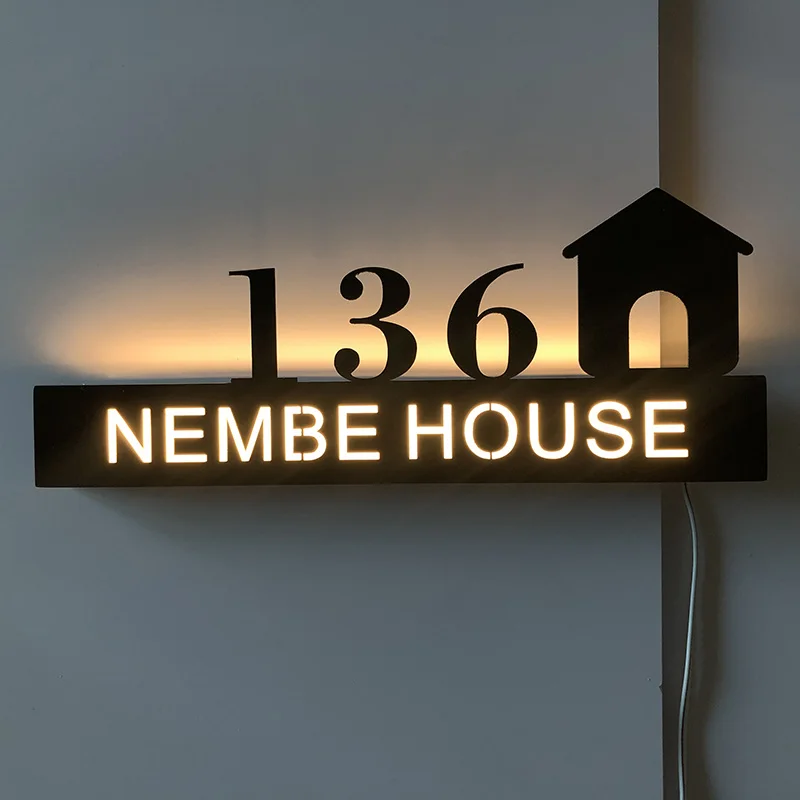 Illuminated Address Sign Plaque House Numbers Led Lighted - Laser ...