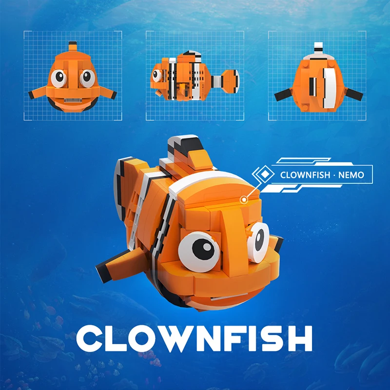 MOC-Clownfish-Building-Block-Kit-Sea-World-Marine-Nemo-Animated ...