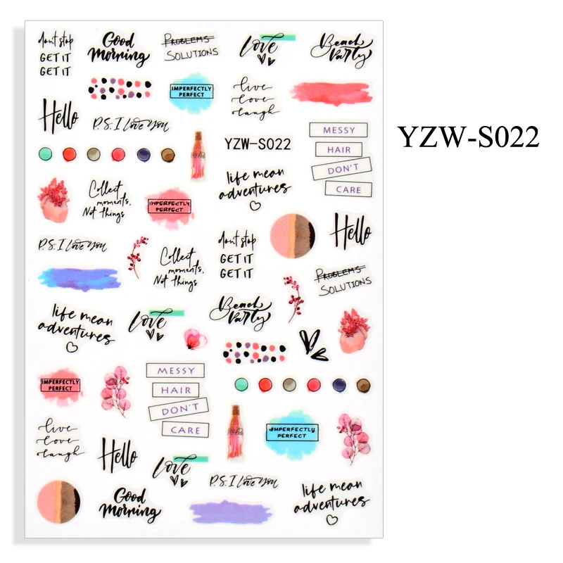 16-Inscriptions-Nail-Sticker-English-Words-Letters-Sentences-Design ...