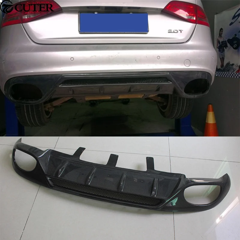 A4-B8-S-line-Carbon-Fiber-Rear-Bumper-Lip-Diffuser-for-Audi-A4-B8-Sline ...