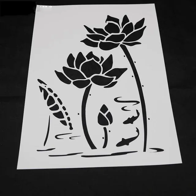 Simple Lotus Flower Stencil