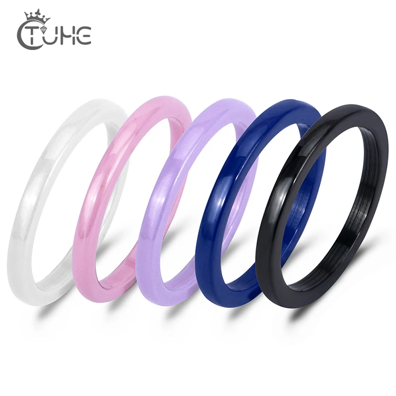 5pcs 2mm Colorful Healthy Smooth Ceramic Rings Set Women Waterproof ...