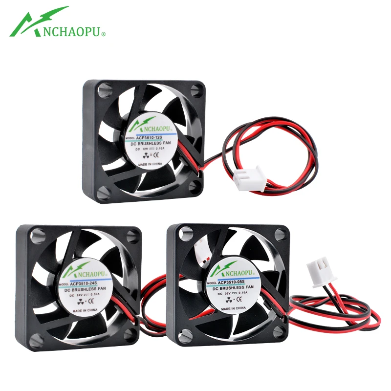 Acp3510 3.5cm 35mm Fan 35x35x10mm Dc5v 12v 24v 2 Wires 2pin For Cooling ...