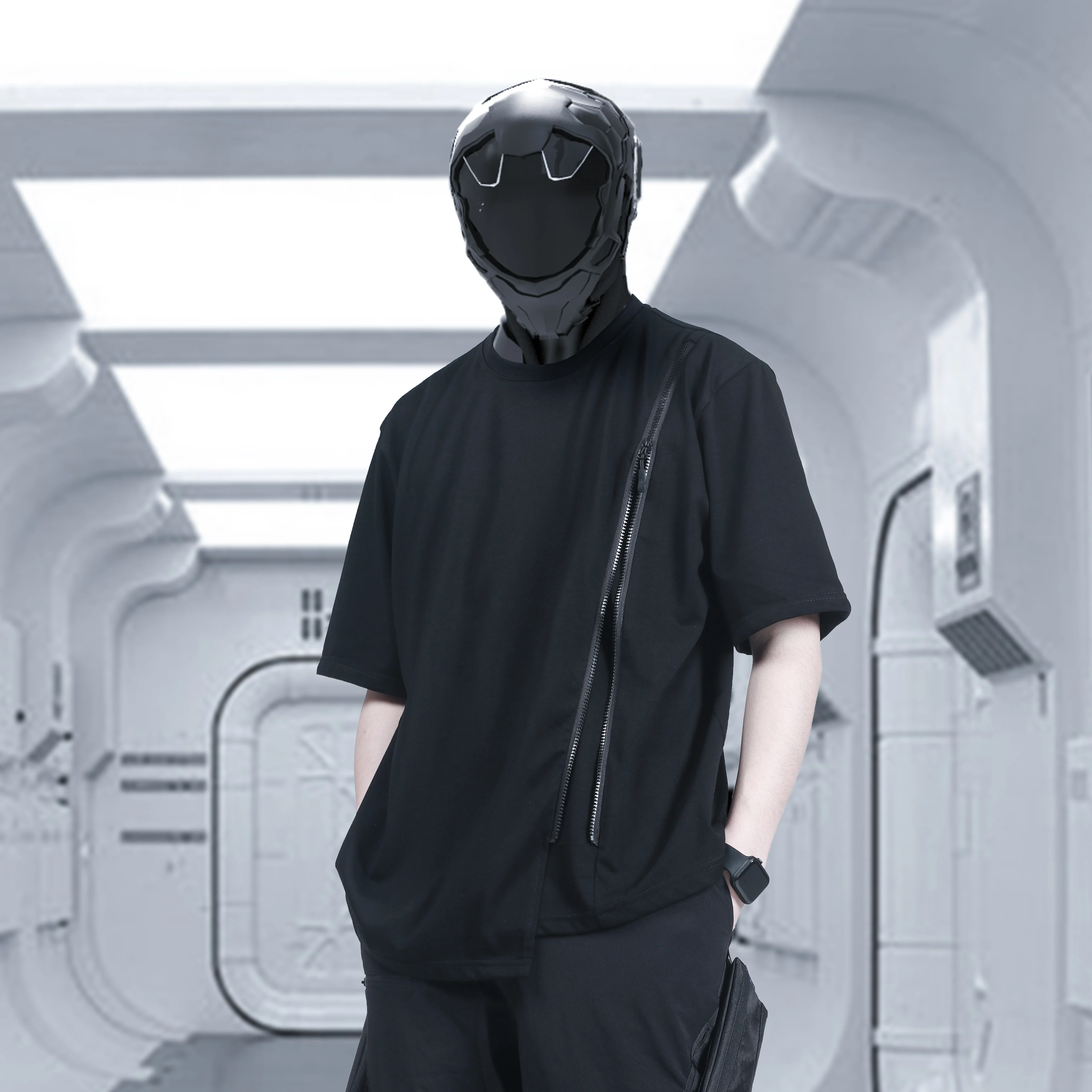 T-shirt-with-incline-zipper-silenstorm-techwear-ninjawear-streetwear ...