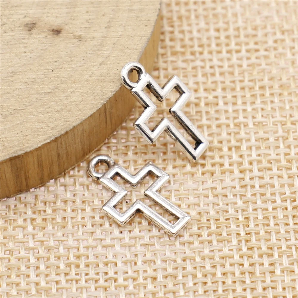 WYSIWYG-20pcs-Charms-Hollow-Cross-10x17mm-Antique-Silver-Color-Pendant ...