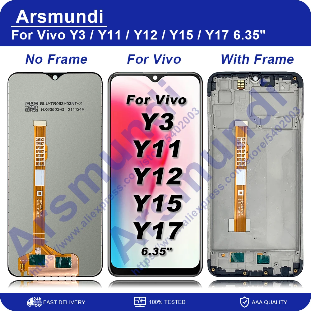 6.35" For Vivo Y11 Y12 Y15 Y17 Y3 LCD Display Touch Screen Digiziter Assembly With Frame
