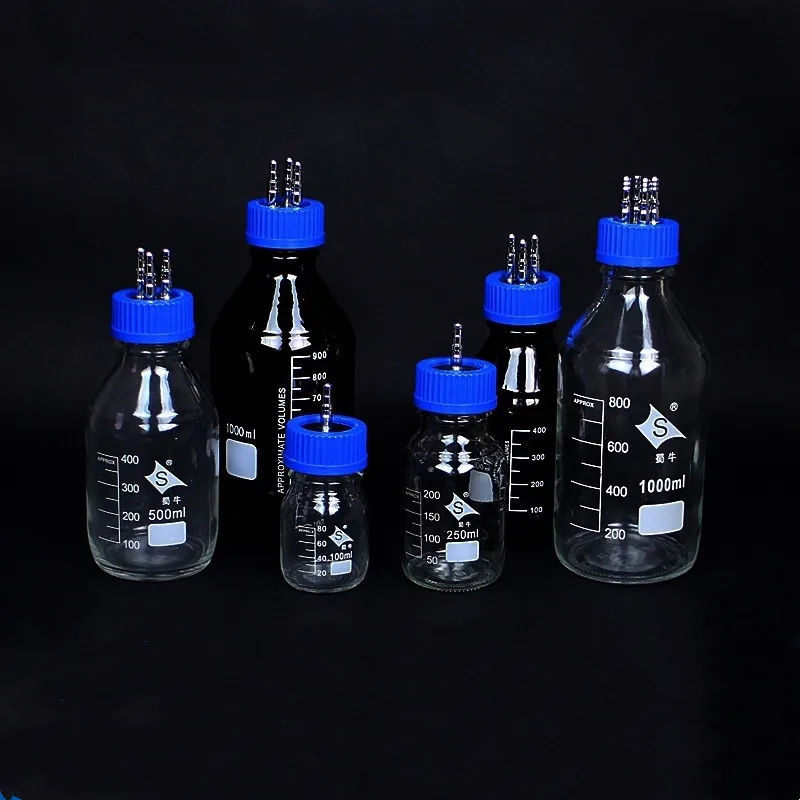 Glass Feeding Bottle Stainless Steel Cap for Fermentor Reactor Bottle ...