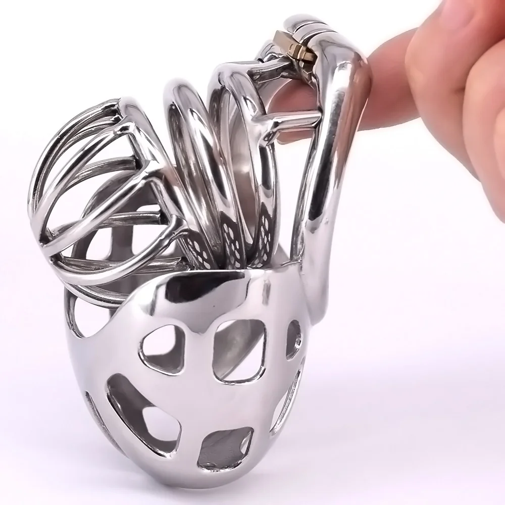 Male Cock Cage Stainless Steel Arc Penis Ring Metal Chastity Devices