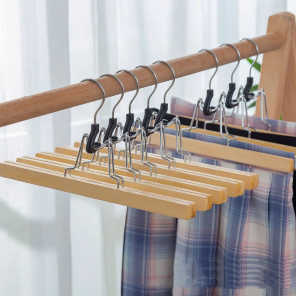 Non-Slip-Skirt-Hangers-Smooth-Finish-Solid-Wood-Jeans-Slack-Hanger-with ...