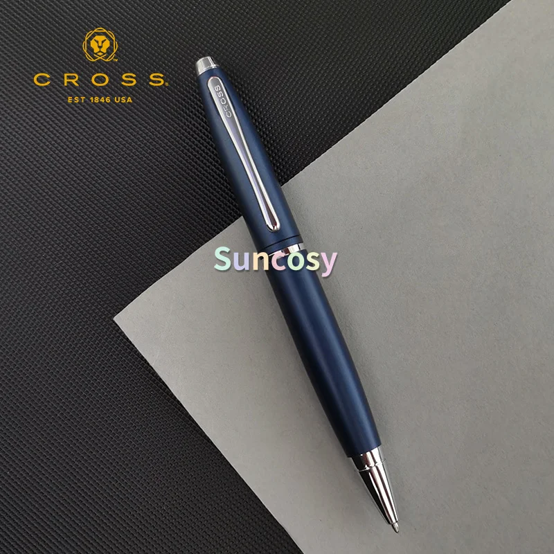 Cross-Calais-Chrome-Blue-Lacquer-Ballpoint-Pen-Bold-Tapered-Profile ...