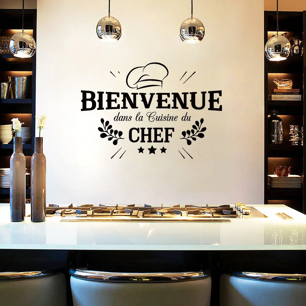 French-Cooking-Welcome-Chef-Wall-Sticker-Kitchen-Wall-Decals-Removable ...
