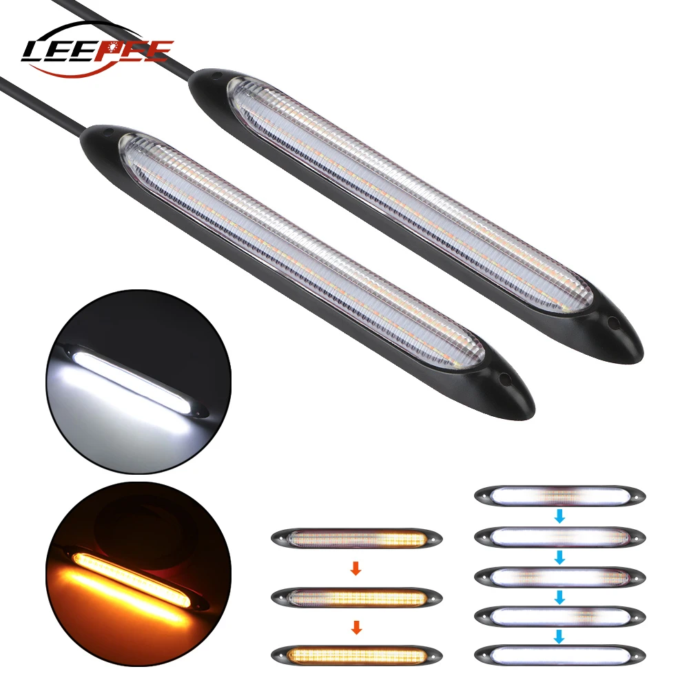 12V-Flashing-LED-Car-DRL-Daytime-Running-Lights-Turn-Signal-Lamps ...