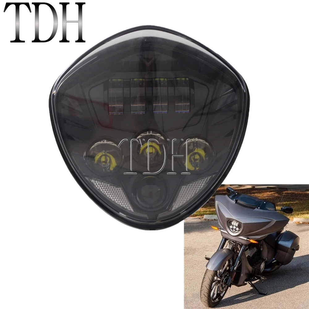 Motorcycle Black LED Headlight High / Low Beam Head Lamp For Victory ...