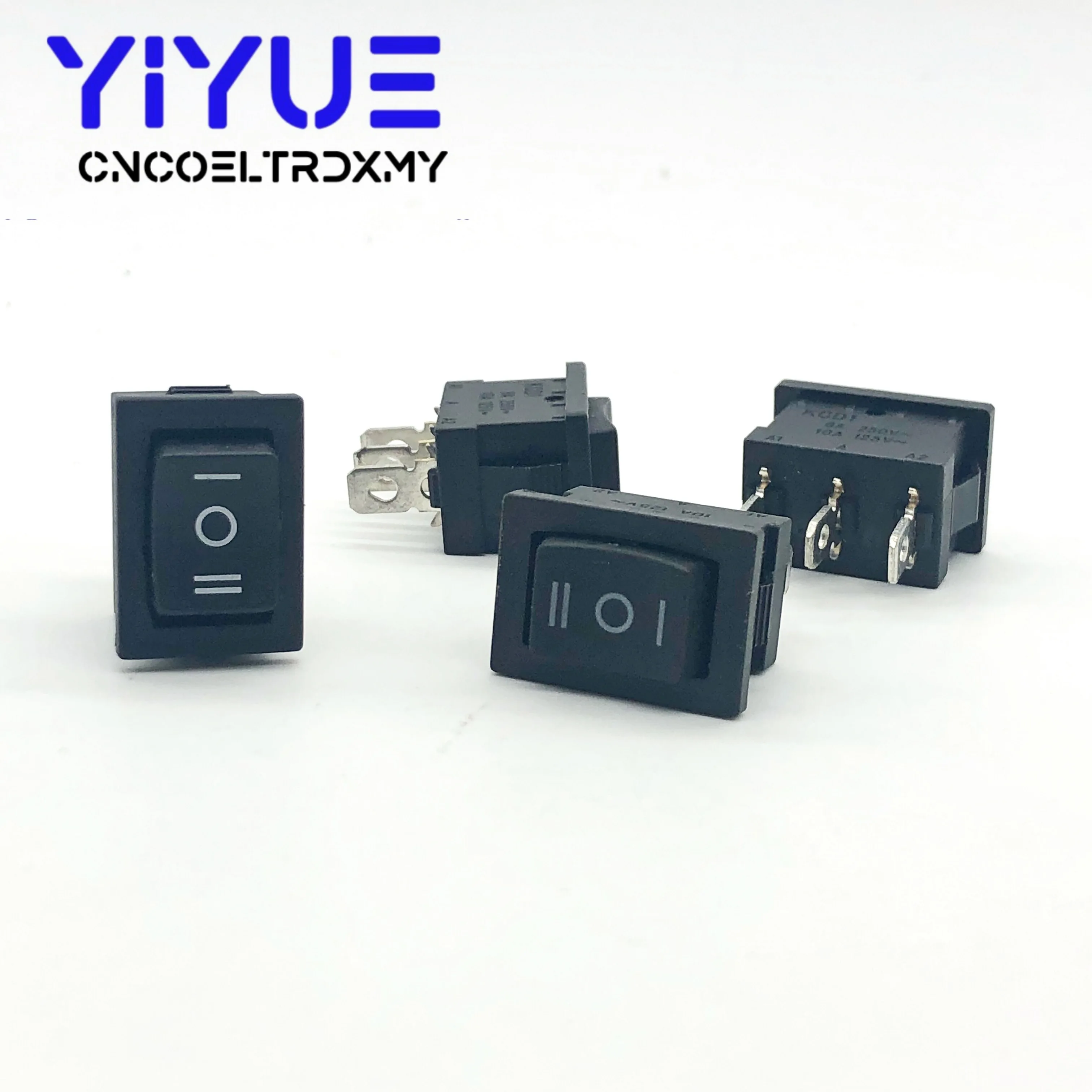 5PCS KCD1 Mini Black 3 Pin three position toggle switch On/Off/On ...