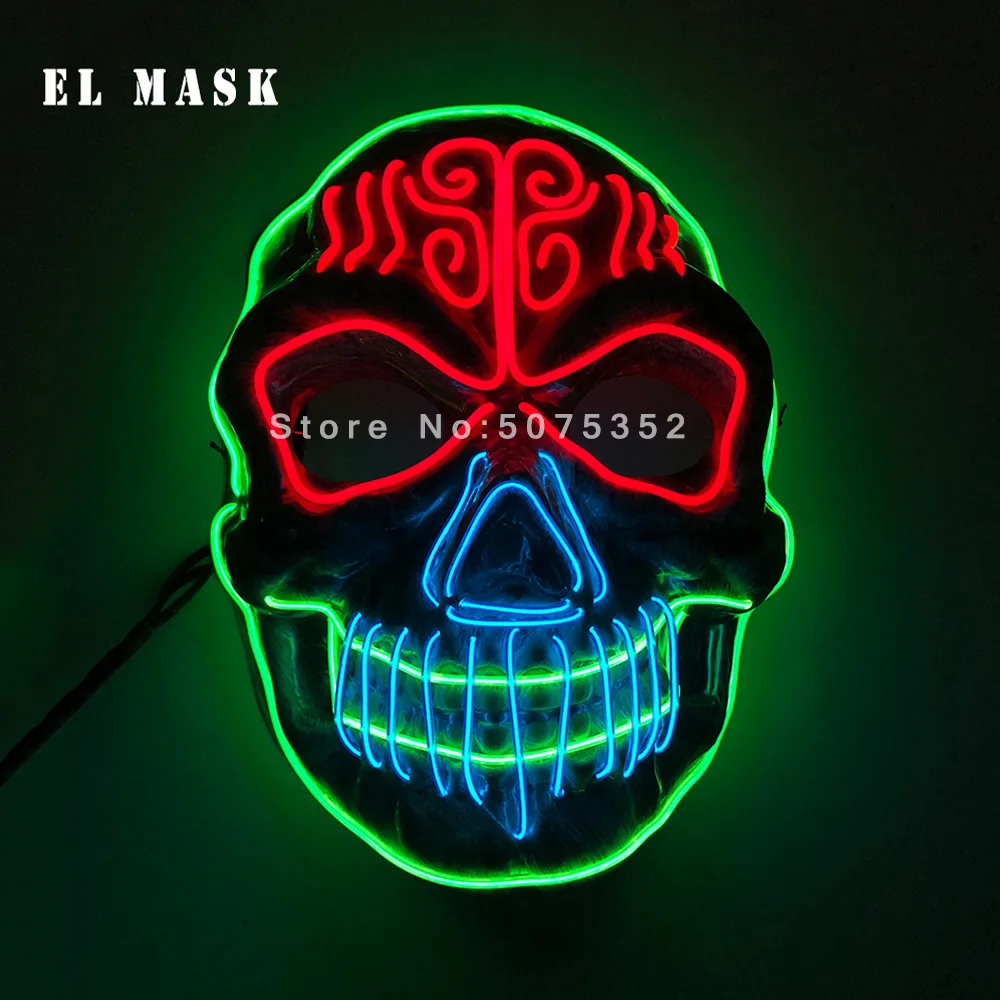 Horror Maska Luminous Glowing Neon EL Mask Cosplay LED Mask ...
