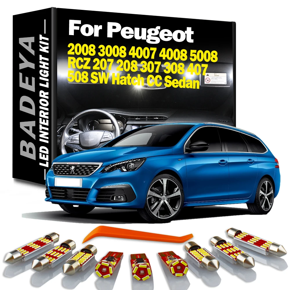 Badeya canbus led kit de luz interior para peugeot 2008 3008 4007 4008 5008 rcz 207 208 307 308 ...