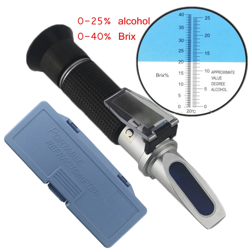 Wine Refractometer Alcohol 0 25% Sugar Content Meter Brix Tester 0 40% ...