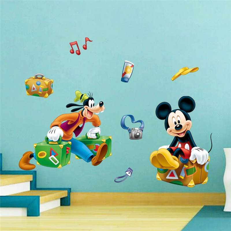 cartoon-wonderful-travel-mickey-goofy-wall-stickers-for-kids-rooms-home ...