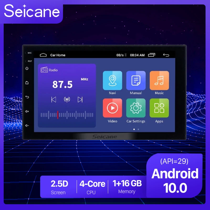Seicane Car Radio Android 10.0 7" 2 Din Universal Multimedia Player Gps ...