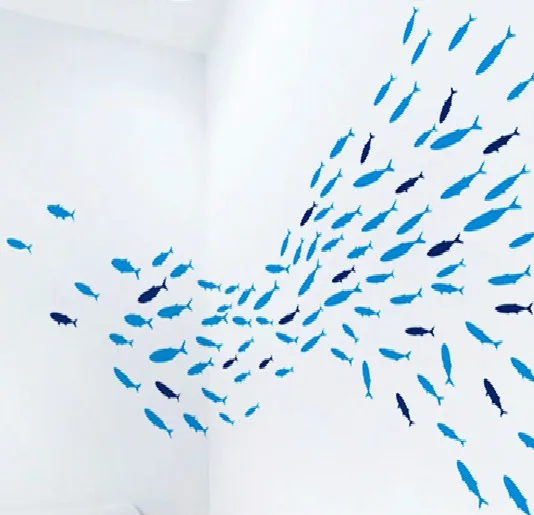 Blue Fish Vinyl Wall sticker Baby Kids Room Bathroom DIY Stickers Ocean ...