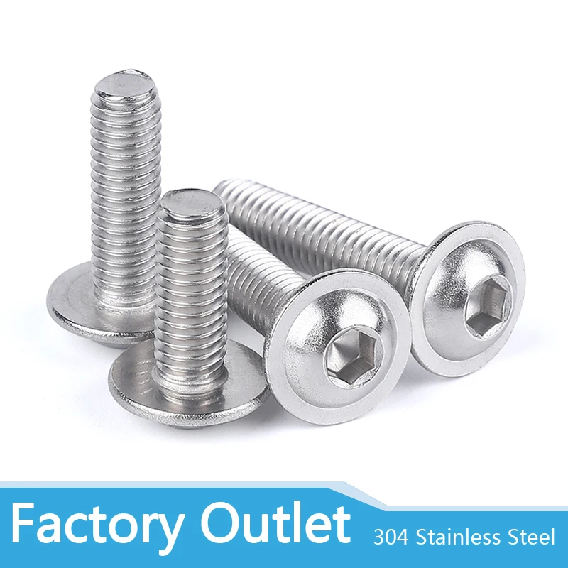 20pcs-M3-M4-M5-M6-304-Stainless-Steel-Half-Round-Button-Flange-Head ...