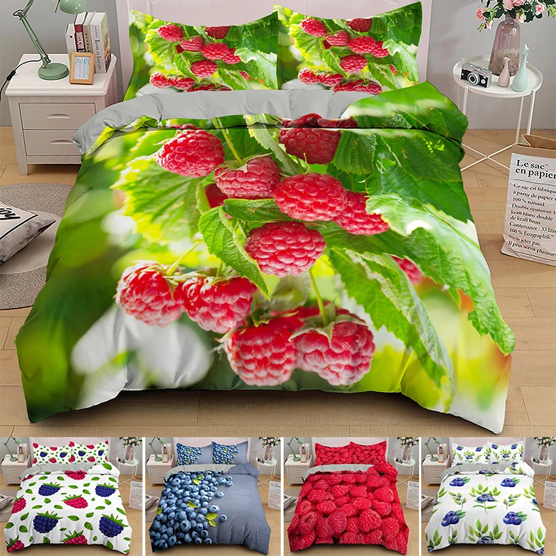 Blueberry-Raspberry-Printing-Bedding-Set-Fruit-Design-Duvet-Cover-With ...