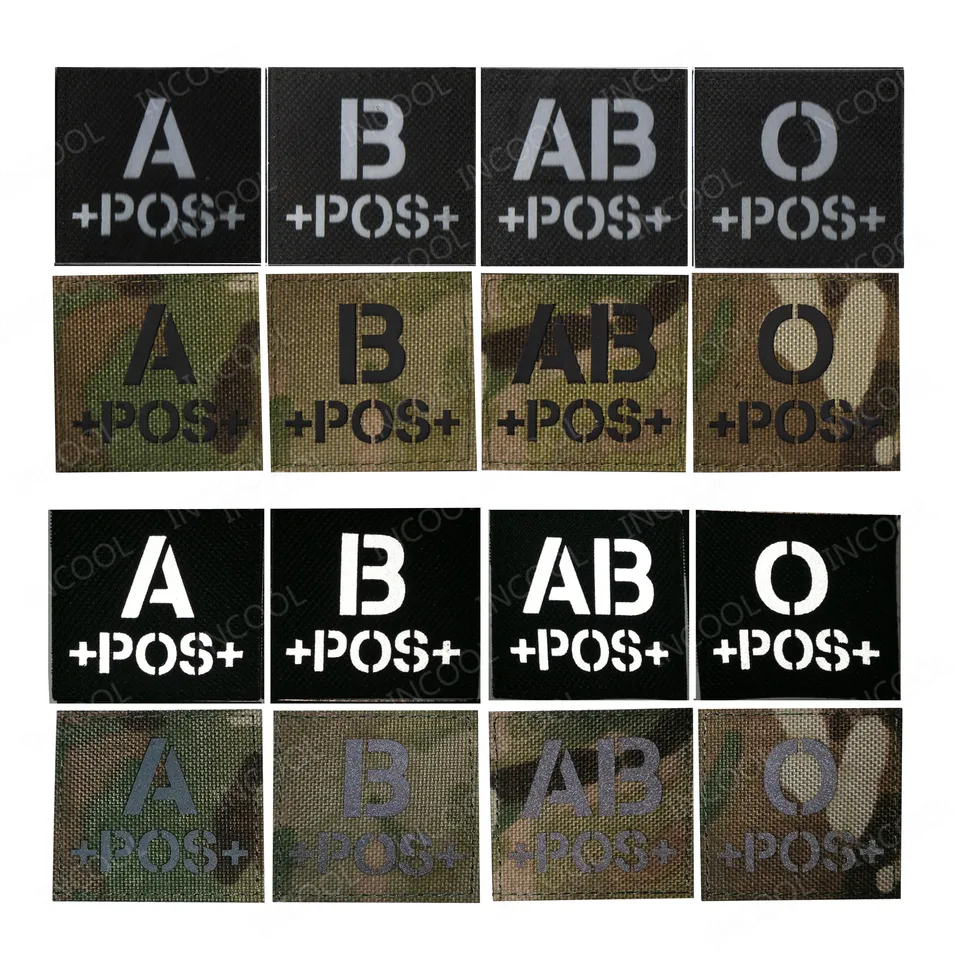 Ab Positive Blood Type Infrared Reflective Blood Type Patch, AB POS AB ...