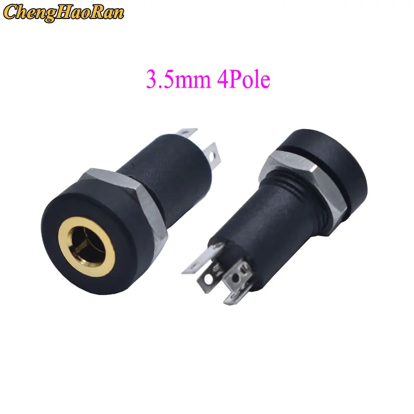 ChengHaoRan 1pcs PJ392A 3.5MM Audio Jack Socket 3/4 Pole Black Stereo ...