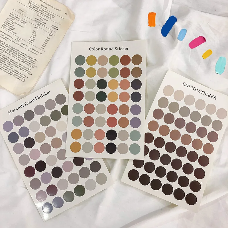 1pc Ins Color Round Stickers Scrapbooking Morandi PVC Photo Card ...