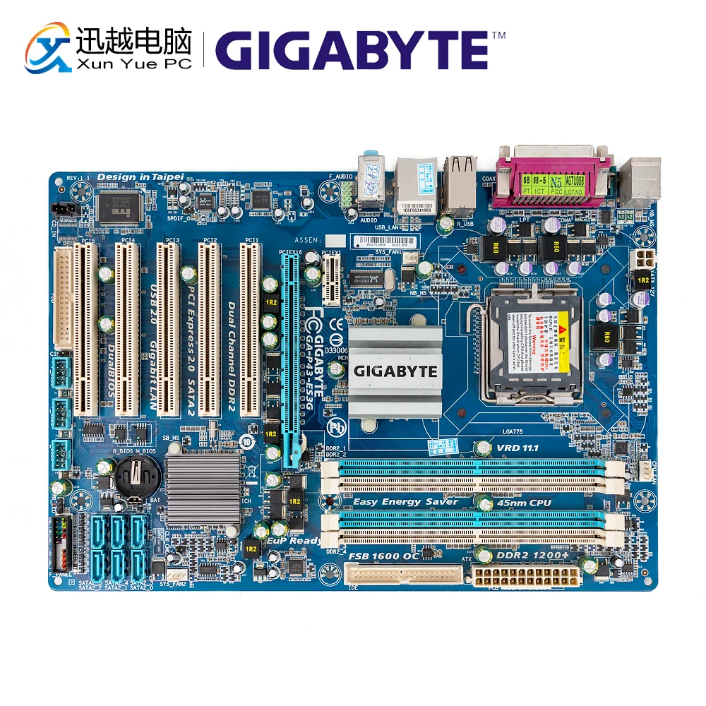 Gigabyte GA P43 ES3G placa base de escritorio P43 ES3G Intel P43 LGA ...