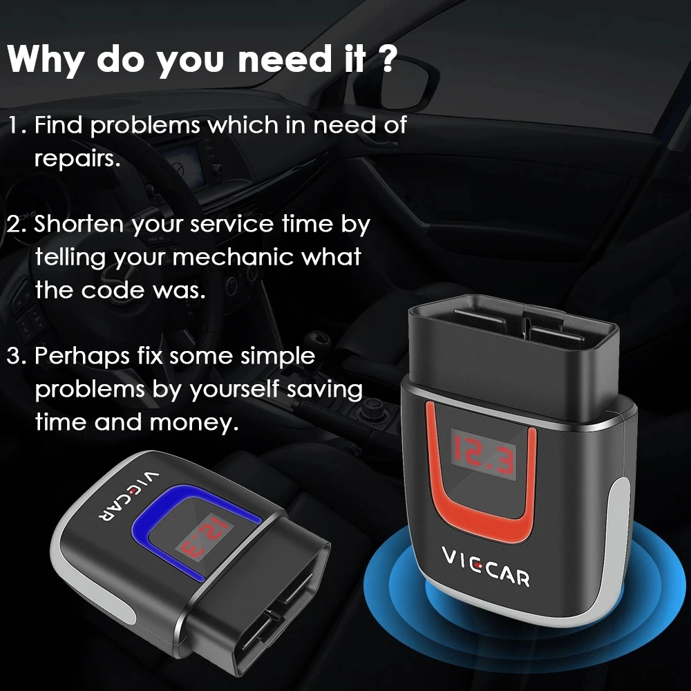 Viecar scanner automotivo elm327 v2.2 vp003 vp004 obd2 completo ...
