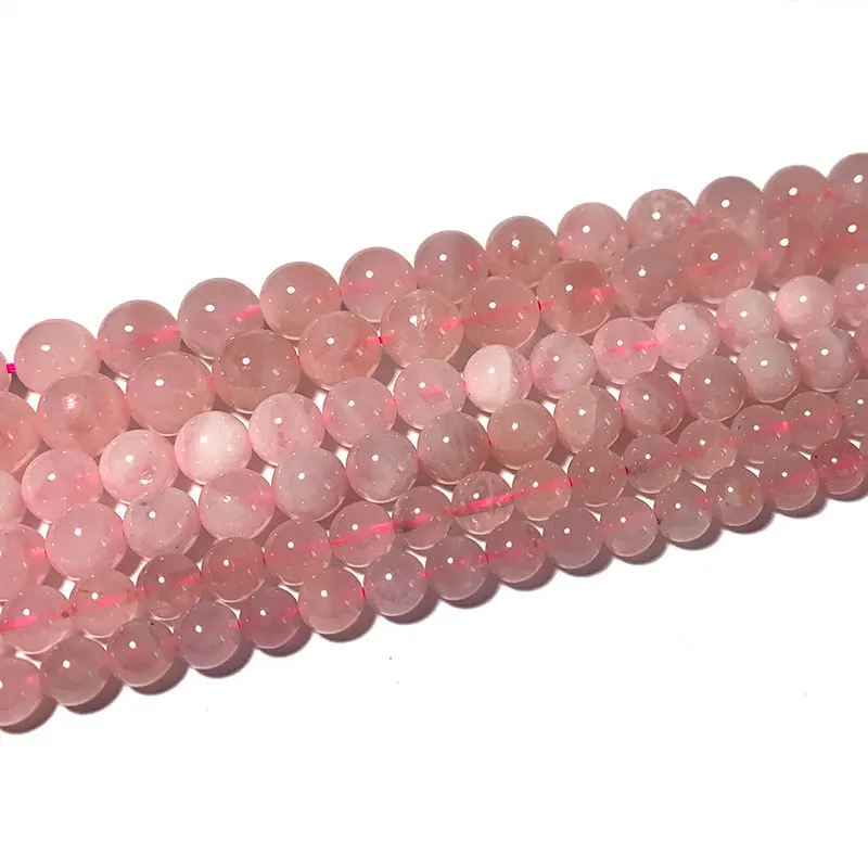 Bracelet | Beads - Rose Round Stone Beads 100% Natural Pink Color ...