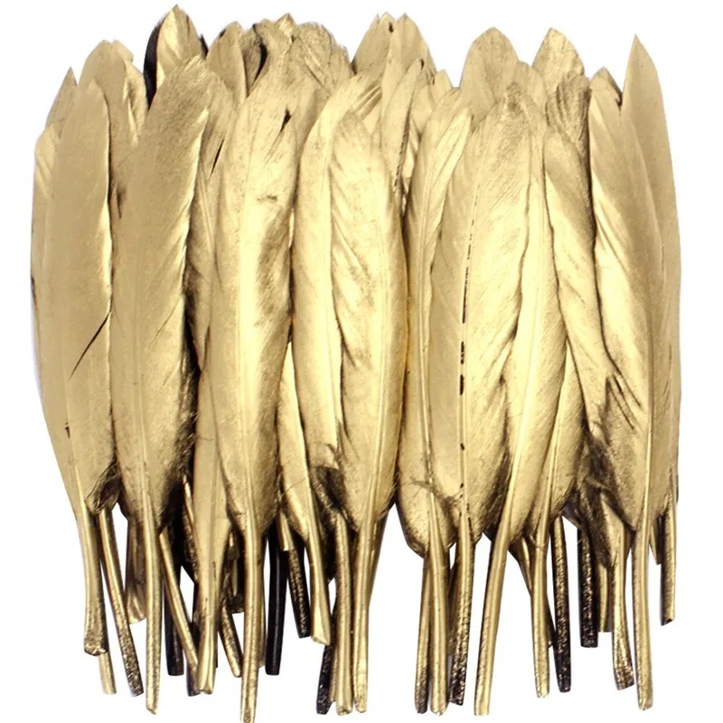 Wholesale Glitter Gold Silver Dipped Goose/Duck Feathers For Crafts ...