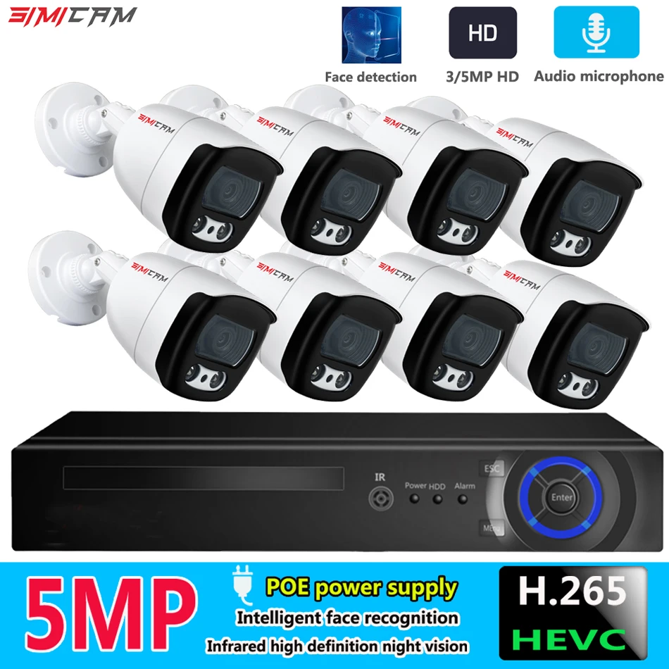 POE-IP-Camera-Kit-AI-Smart-Security-System-5MP-8CH-Video-Recorder-NVR ...