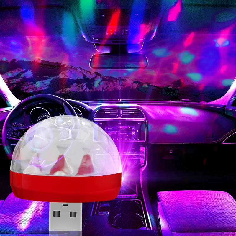 New USB Car Ambient LED Light DJ RGB Mini Colorful Sound and Music ...