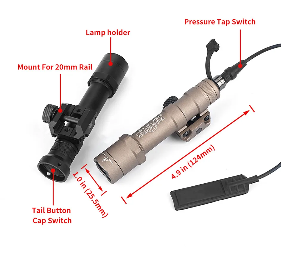 Airsoft Tactical M300/M600 M600C Armas Scout Light Torch LED 280 ...