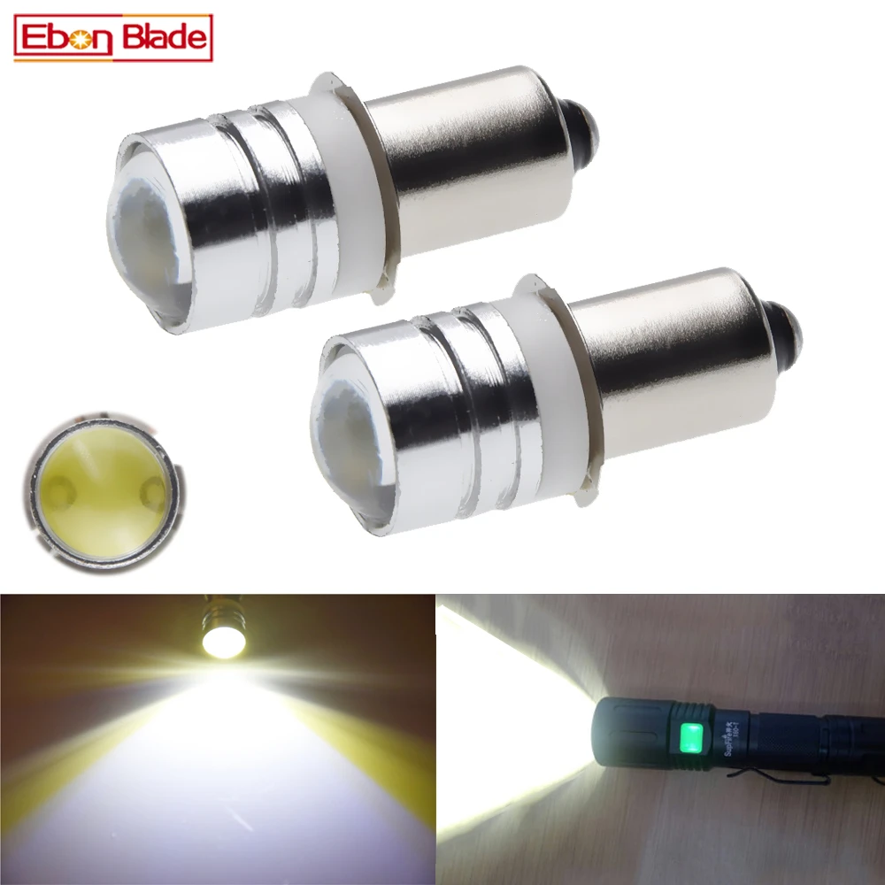 Pair P13.5s Pr2 Pr3 Cob 1w Led Upgrade Bulb White For Flashlight Led Replacement Torch Work ...