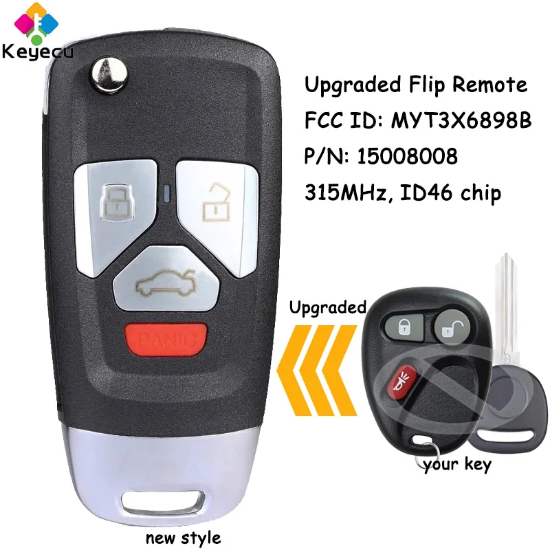 KEYECU-MYT3X6898B-15008008-Upgraded-Flip-Remote-Control-Car-Key-With ...