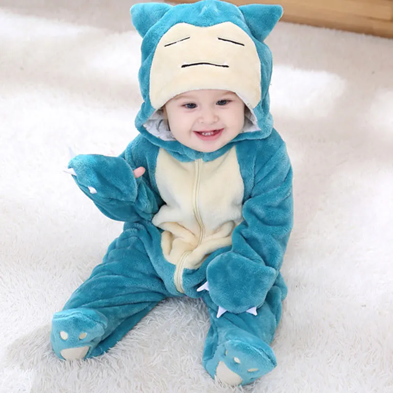 Snorlax Baby Romper Soft Warm Kigurumi Onesie Pajama Costume - KawaiiMerch.com