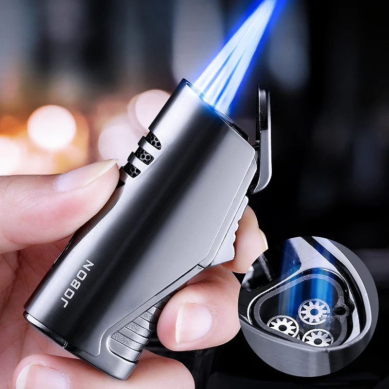 Mini Metal Triple Torch Jet Pipe Lighter by Jobon - LighterShopOnline.com