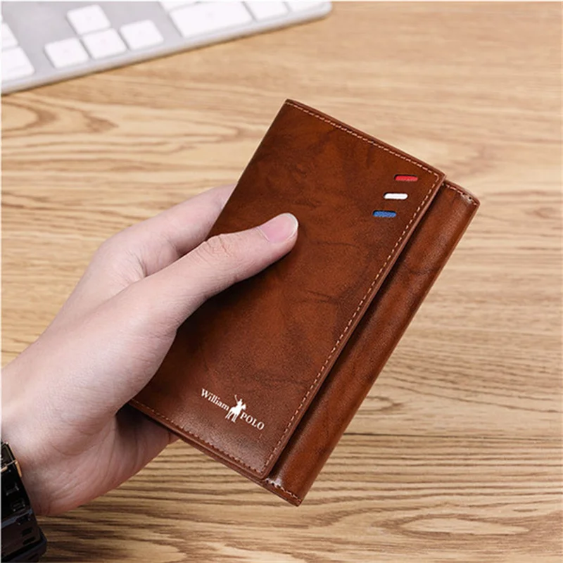 WILLIAMPOLO-Brand-Wallet-Men-RFID-Card-Holder-Purse-Tri-Fold-Cowhide ...