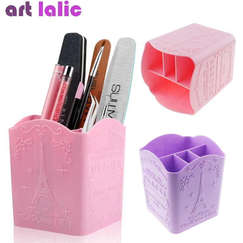 4 Cells Nail Tools Storage Box Organizer Dotting Pen Nail Art Polish ...
