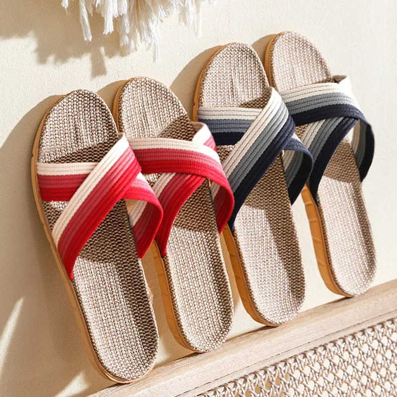 Women-Indoor-House-Slippers-Summer-Linen-Silent-Sweat-Absorption-Slides ...