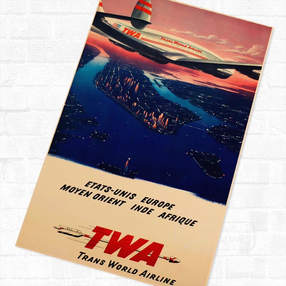 Trans World Airline póster de viaje Vintage de Nueva York, lienzo de ...