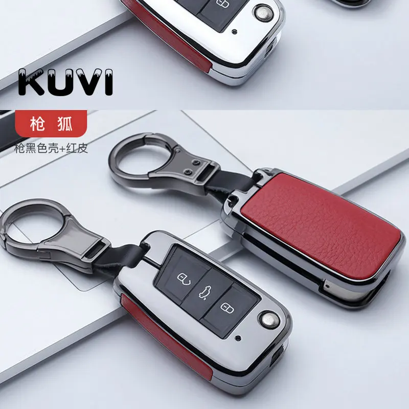 Leather Key Case Key Cover For Volkswagen Vw Golf 7 Gti R Mk7 Tiguan ...