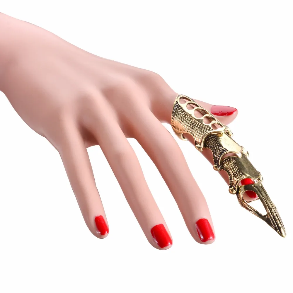 1Pc Punk knight Skull Double Finger Ring Knuckle Armour Full Finger ...