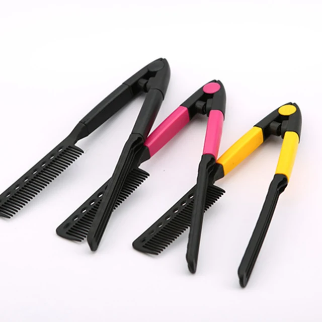 V Shape Folding Hair Comb Hair Straightening Comb Brush Salon ...